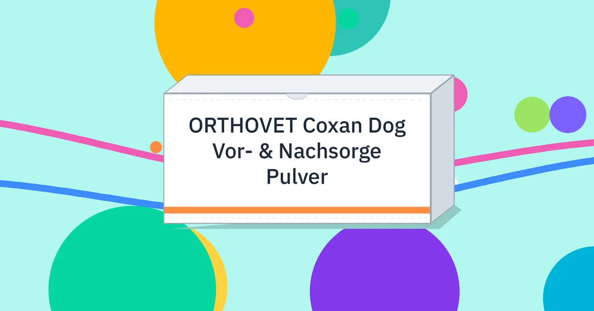 Symbolbild: Packung mit der Aufschrift ORTHOVET Coxan Dog Vor- & Nachsorge Pulver (PZN 19164365) – Verfügbarkeit und Bezug in Apotheken in Frankfurt am Main