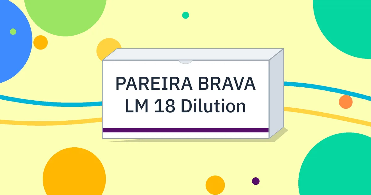 Symbolbild: Packung mit der Aufschrift PAREIRA BRAVA LM 18 Dilution (PZN 13631452) – Verfügbarkeit und Bezug in Apotheken in Frankfurt am Main
