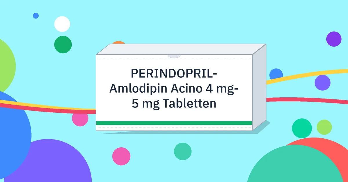 Symbolbild: Packung mit der Aufschrift PERINDOPRIL-Amlodipin Acino 4 mg-5 mg Tabletten (PZN 17505514) – Verfügbarkeit und Bezug in Apotheken in Frankfurt am Main