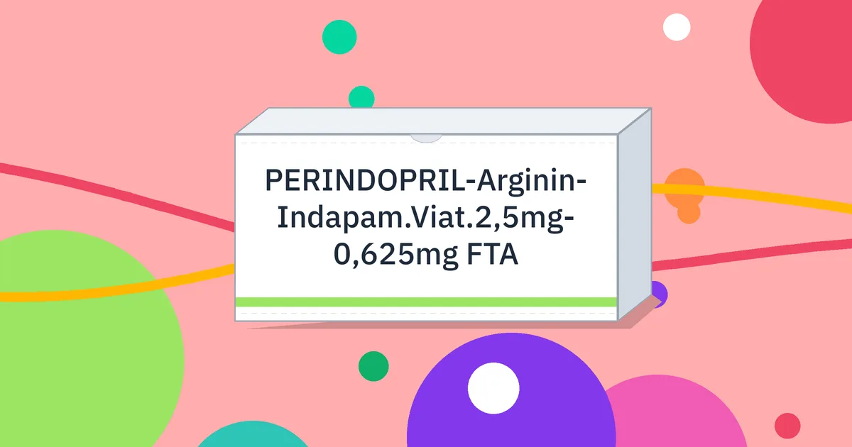Symbolbild: Packung mit der Aufschrift PERINDOPRIL-Arginin-Indapam.Viat.2,5mg-0,625mg FTA (PZN 19894632) – Verfügbarkeit und Bezug in Apotheken in Frankfurt am Main