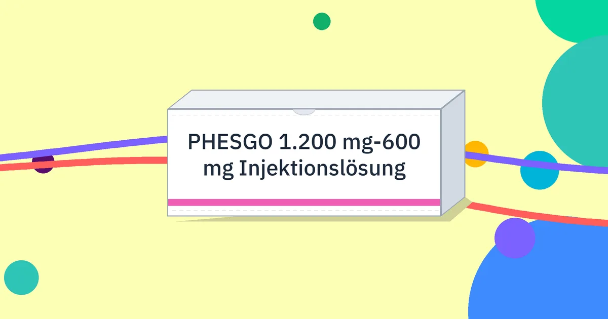 Symbolbild: Packung mit der Aufschrift PHESGO 1.200 mg-600 mg Injektionslösung (PZN 15820967) – Verfügbarkeit und Bezug in Apotheken in Frankfurt am Main