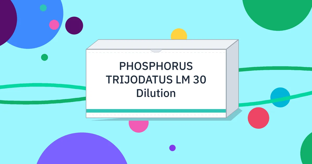 Symbolbild: Packung mit der Aufschrift PHOSPHORUS TRIJODATUS LM 30 Dilution (PZN 13035098) – Verfügbarkeit und Bezug in Apotheken in Frankfurt am Main