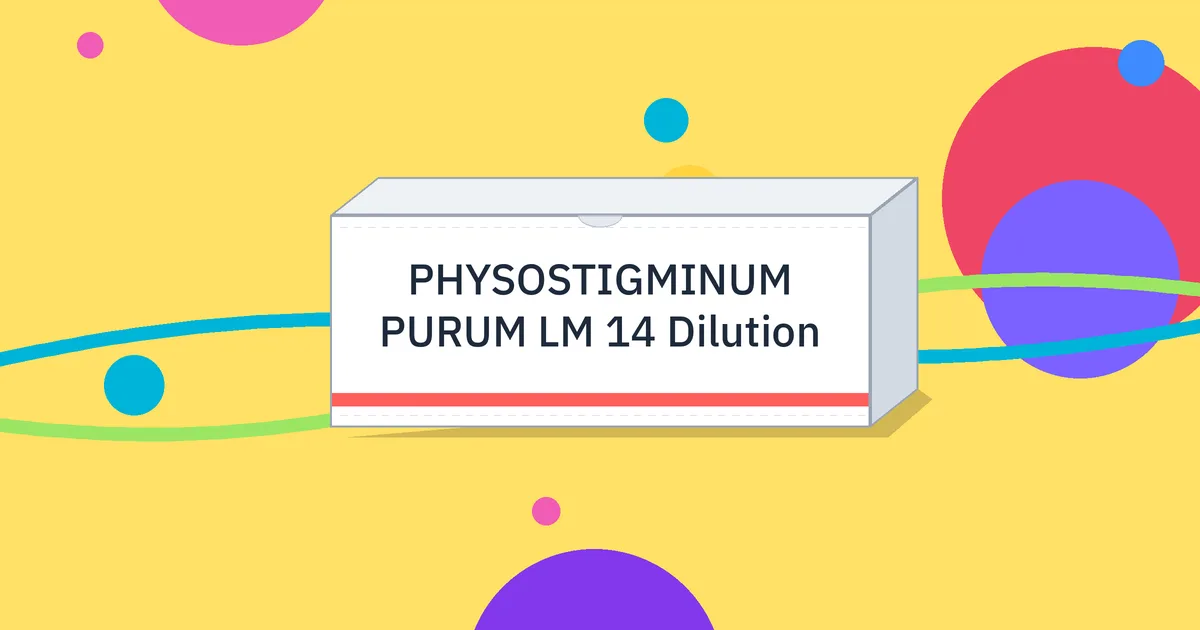 Symbolbild: Packung mit der Aufschrift PHYSOSTIGMINUM PURUM LM 14 Dilution (PZN 13035827) – Verfügbarkeit und Bezug in Apotheken in Frankfurt am Main