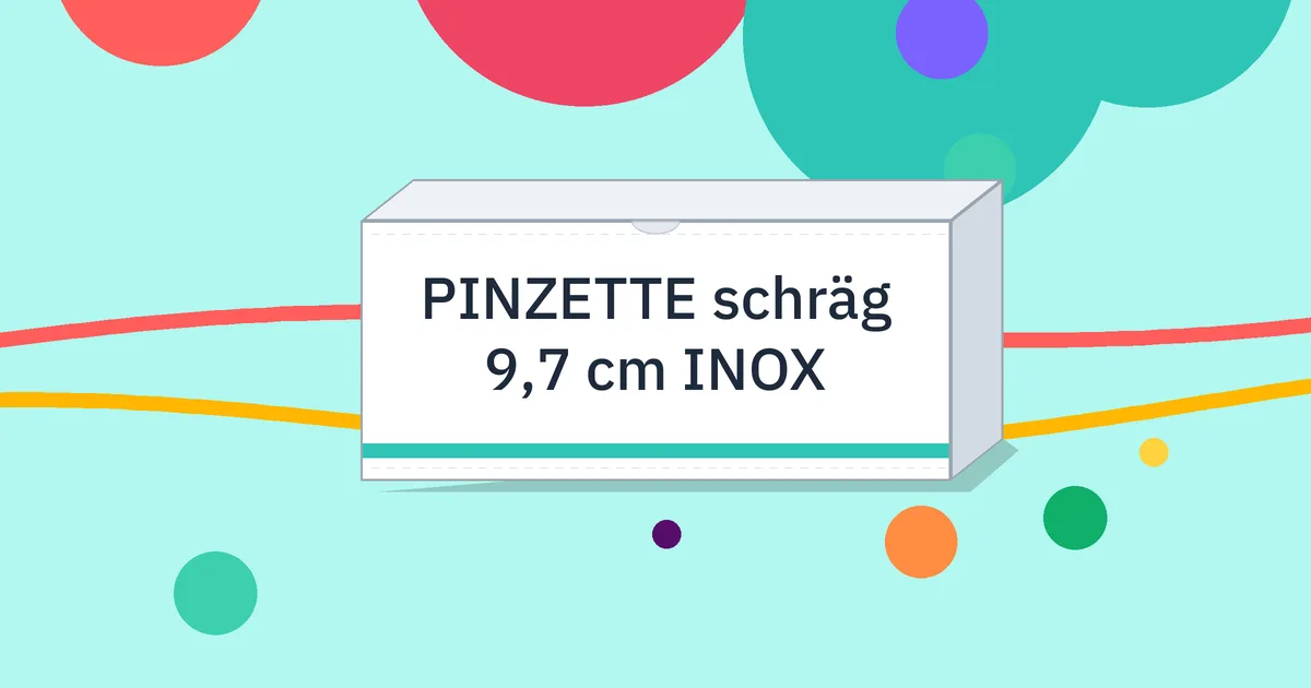 Symbolbild: Packung mit der Aufschrift PINZETTE schräg 9,7 cm INOX (PZN 12364902) – Verfügbarkeit und Bezug in Apotheken in Frankfurt am Main