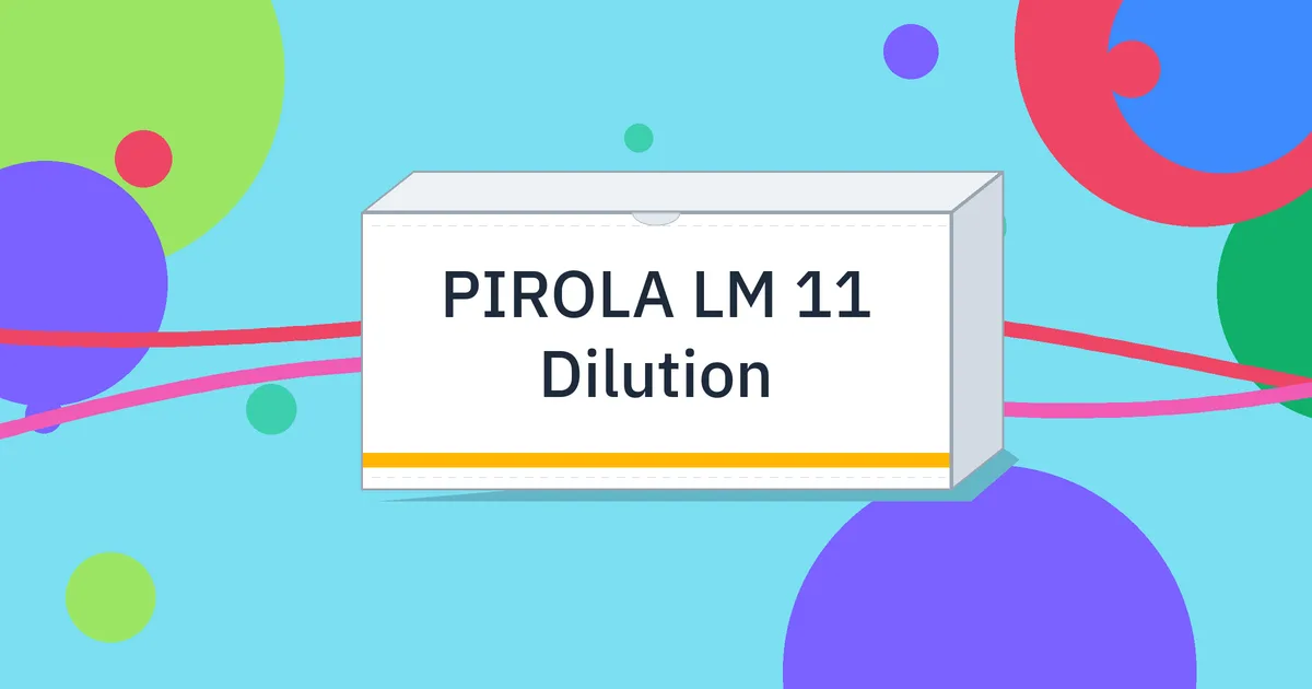 Symbolbild: Packung mit der Aufschrift PIROLA LM 11 Dilution (PZN 13645276) – Verfügbarkeit und Bezug in Apotheken in Frankfurt am Main
