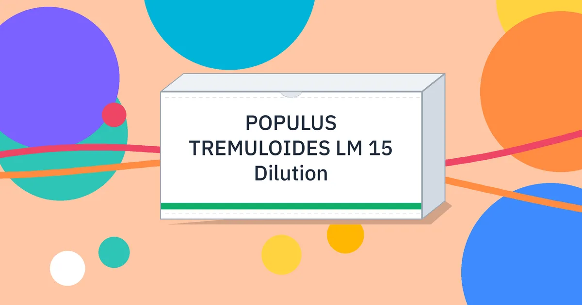 Symbolbild: Packung mit der Aufschrift POPULUS TREMULOIDES LM 15 Dilution (PZN 13664782) – Verfügbarkeit und Bezug in Apotheken in Frankfurt am Main