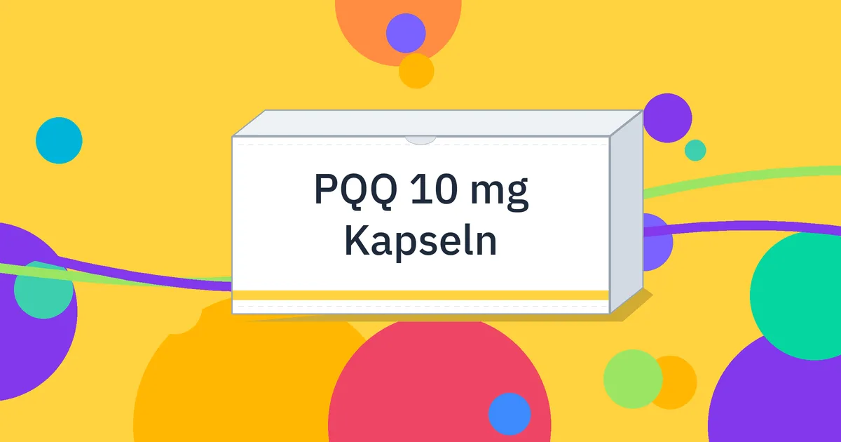 Symbolbild: Packung mit der Aufschrift PQQ 10 mg Kapseln (PZN 13234998) – Verfügbarkeit und Bezug in Apotheken in Frankfurt am Main