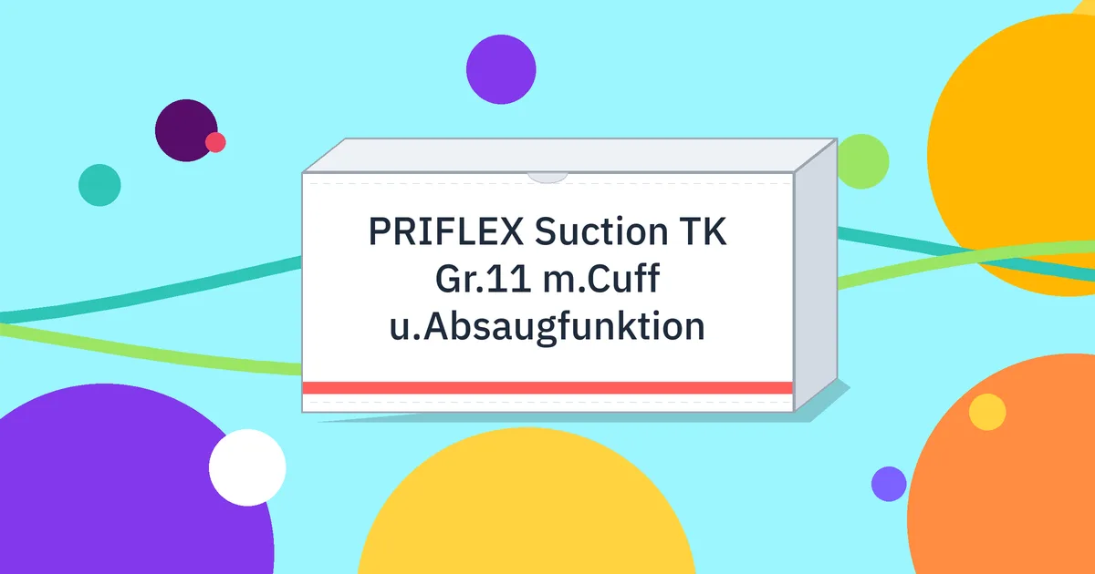 Symbolbild: Packung mit der Aufschrift PRIFLEX Suction TK Gr.11 m.Cuff u.Absaugfunktion (PZN 14369447) – Verfügbarkeit und Bezug in Apotheken in Frankfurt am Main
