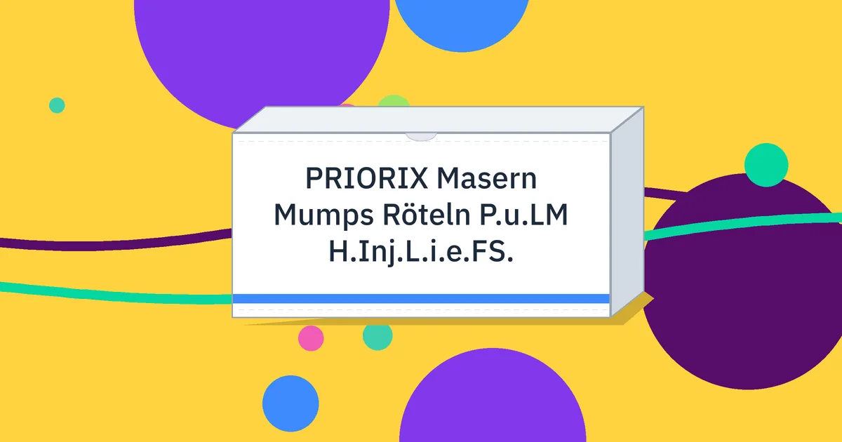 Symbolbild: Packung mit der Aufschrift PRIORIX Masern Mumps Röteln P.u.LM H.Inj.L.i.e.FS. (PZN 12585112) – Verfügbarkeit und Bezug in Apotheken in Frankfurt am Main