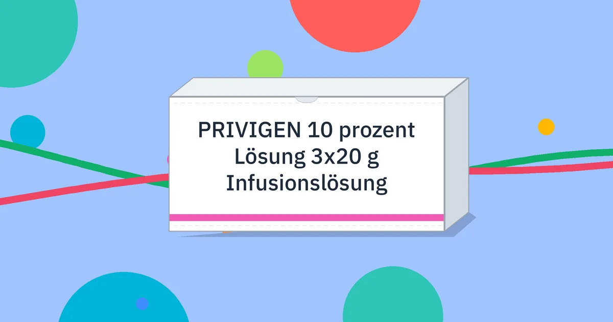 Symbolbild: Packung mit der Aufschrift PRIVIGEN 10 prozent Lösung 3x20 g Infusionslösung (PZN 12385353) – Verfügbarkeit und Bezug in Apotheken in Frankfurt am Main