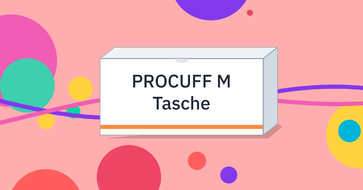 Symbolbild: Packung mit der Aufschrift PROCUFF M Tasche (PZN 16333324) – Verfügbarkeit und Bezug in Apotheken in Frankfurt am Main
