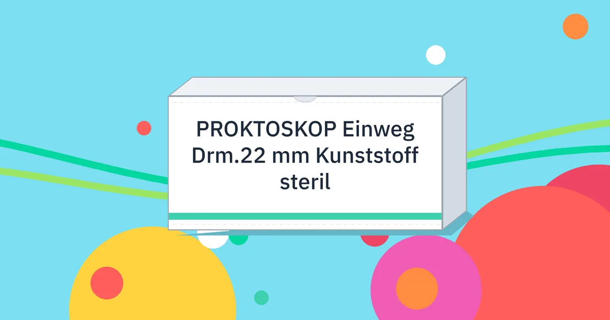 Symbolbild: Packung mit der Aufschrift PROKTOSKOP Einweg Drm.22 mm Kunststoff steril (PZN 15746662) – Verfügbarkeit und Bezug in Apotheken in Frankfurt am Main