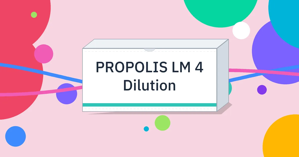 Symbolbild: Packung mit der Aufschrift PROPOLIS LM 4 Dilution (PZN 13044513) – Verfügbarkeit und Bezug in Apotheken in Frankfurt am Main