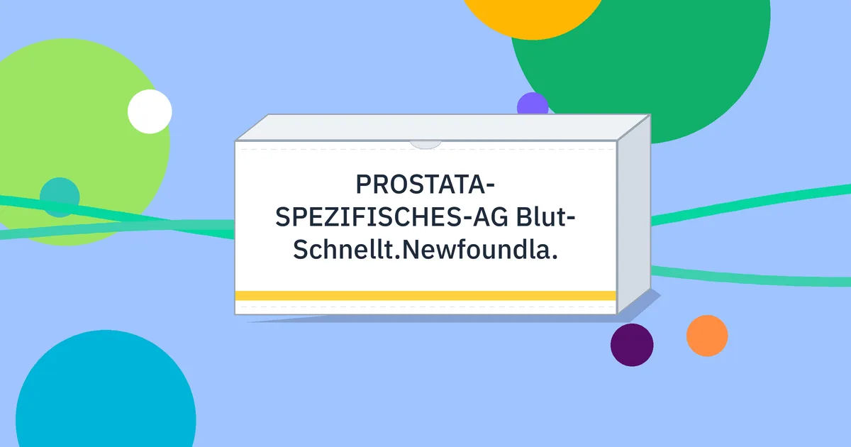 Symbolbild: Packung mit der Aufschrift PROSTATA-SPEZIFISCHES-AG Blut-Schnellt.Newfoundla. (PZN 18757465) – Verfügbarkeit und Bezug in Apotheken in Frankfurt am Main