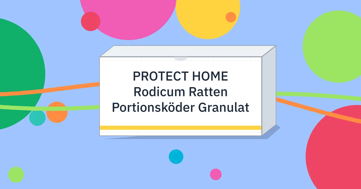 Symbolbild: Packung mit der Aufschrift PROTECT HOME Rodicum Ratten Portionsköder Granulat (PZN 13753669) – Verfügbarkeit und Bezug in Apotheken in Frankfurt am Main