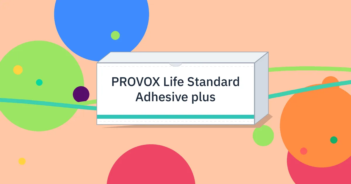 Symbolbild: Packung mit der Aufschrift PROVOX Life Standard Adhesive plus (PZN 19625381) – Verfügbarkeit und Bezug in Apotheken in Frankfurt am Main
