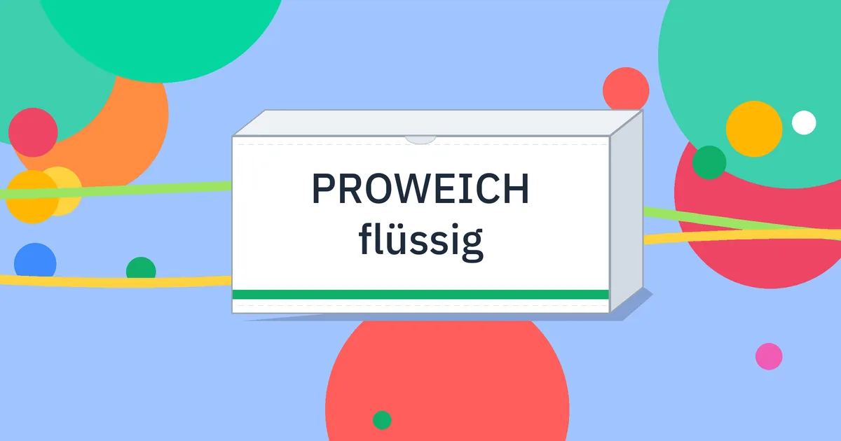 Symbolbild: Packung mit der Aufschrift PROWEICH flüssig (PZN 02645669) – Verfügbarkeit und Bezug in Apotheken in Frankfurt am Main