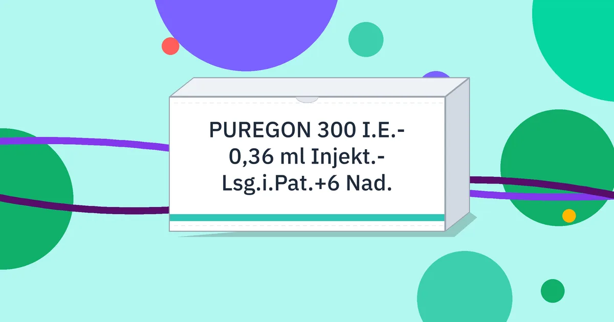 Symbolbild: Packung mit der Aufschrift PUREGON 300 I.E.-0,36 ml Injekt.-Lsg.i.Pat.+6 Nad. (PZN 15390024) – Verfügbarkeit und Bezug in Apotheken in Frankfurt am Main