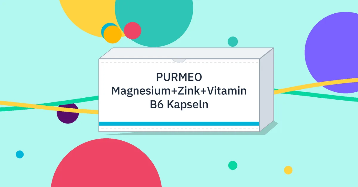 Symbolbild: Packung mit der Aufschrift PURMEO Magnesium+Zink+Vitamin B6 Kapseln (PZN 18303014) – Verfügbarkeit und Bezug in Apotheken in Frankfurt am Main