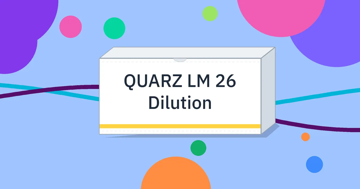Symbolbild: Packung mit der Aufschrift QUARZ LM 26 Dilution (PZN 13045613) – Verfügbarkeit und Bezug in Apotheken in Frankfurt am Main