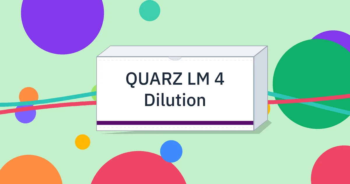 Symbolbild: Packung mit der Aufschrift QUARZ LM 4 Dilution (PZN 13045352) – Verfügbarkeit und Bezug in Apotheken in Frankfurt am Main