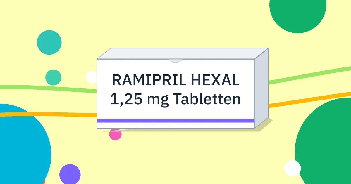Symbolbild: Packung mit der Aufschrift RAMIPRIL HEXAL 1,25 mg Tabletten (PZN 00758719) – Verfügbarkeit und Bezug in Apotheken in Frankfurt am Main