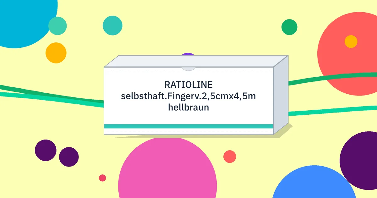 Symbolbild: Packung mit der Aufschrift RATIOLINE selbsthaft.Fingerv.2,5cmx4,5m hellbraun (PZN 18455617) – Verfügbarkeit und Bezug in Apotheken in Frankfurt am Main
