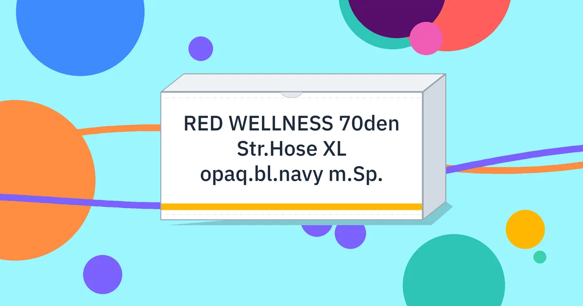 Symbolbild: Packung mit der Aufschrift RED WELLNESS 70den Str.Hose XL opaq.bl.navy m.Sp. (PZN 16176681) – Verfügbarkeit und Bezug in Apotheken in Frankfurt am Main