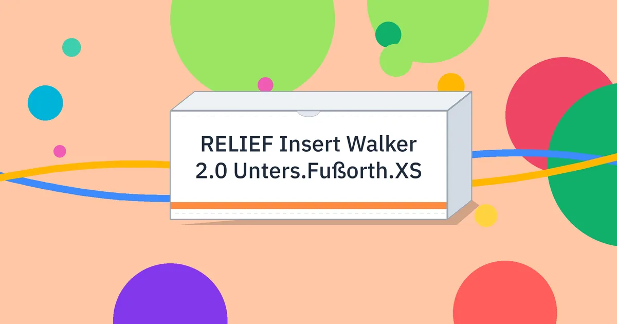Symbolbild: Packung mit der Aufschrift RELIEF Insert Walker 2.0 Unters.Fußorth.XS (PZN 18090274) – Verfügbarkeit und Bezug in Apotheken in Frankfurt am Main