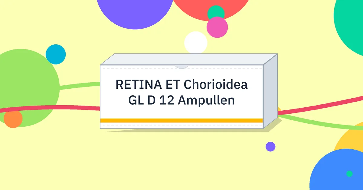 Symbolbild: Packung mit der Aufschrift RETINA ET Chorioidea GL D 12 Ampullen (PZN 03354365) – Verfügbarkeit und Bezug in Apotheken in Frankfurt am Main