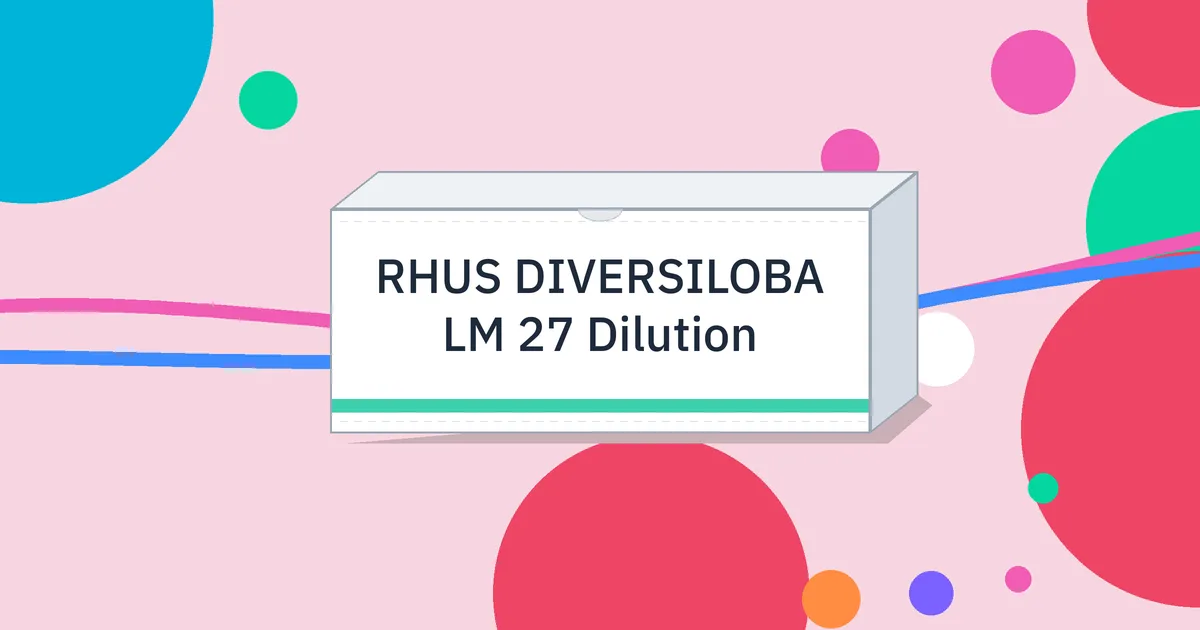 Symbolbild: Packung mit der Aufschrift RHUS DIVERSILOBA LM 27 Dilution (PZN 13052458) – Verfügbarkeit und Bezug in Apotheken in Frankfurt am Main