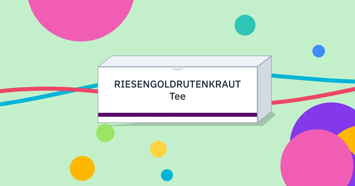 Symbolbild: Packung mit der Aufschrift RIESENGOLDRUTENKRAUT Tee (PZN 10629348) – Verfügbarkeit und Bezug in Apotheken in Frankfurt am Main