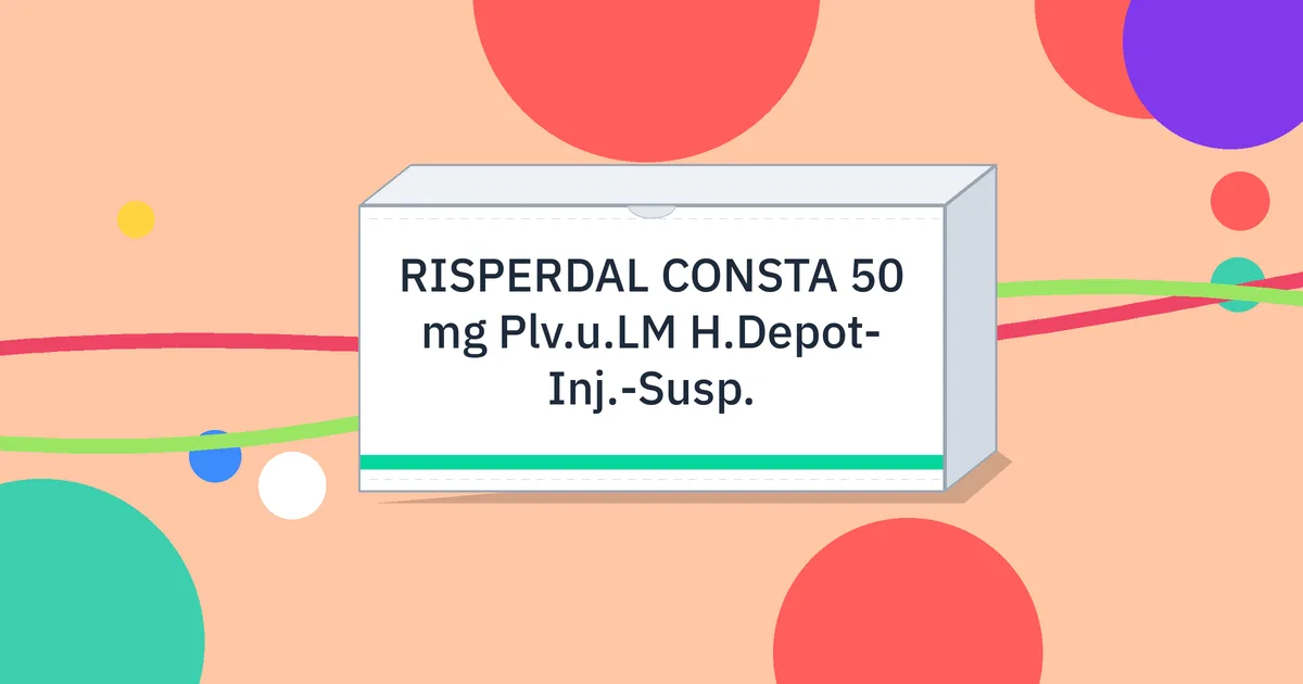 Symbolbild: Packung mit der Aufschrift RISPERDAL CONSTA 50 mg Plv.u.LM H.Depot-Inj.-Susp. (PZN 18224421) – Verfügbarkeit und Bezug in Apotheken in Frankfurt am Main