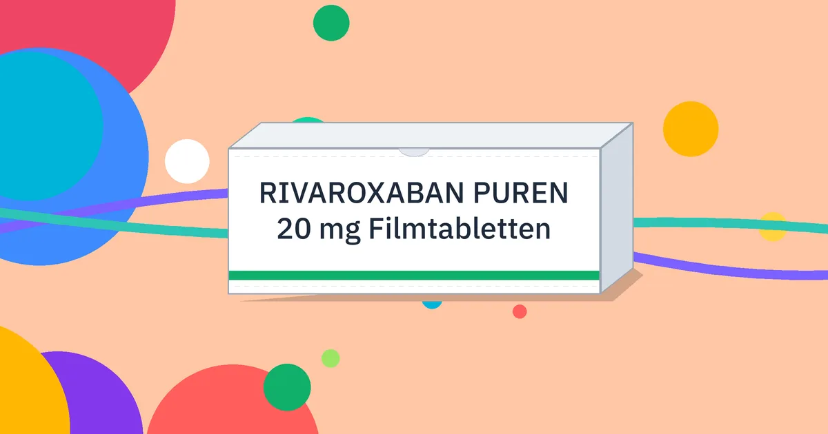 Symbolbild: Packung mit der Aufschrift RIVAROXABAN PUREN 20 mg Filmtabletten (PZN 14006420) – Verfügbarkeit und Bezug in Apotheken in Frankfurt am Main