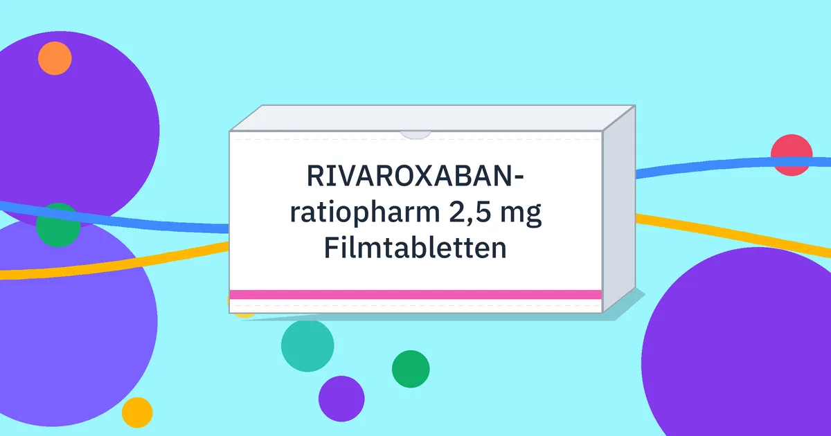 Symbolbild: Packung mit der Aufschrift RIVAROXABAN-ratiopharm 2,5 mg Filmtabletten (PZN 18826717) – Verfügbarkeit und Bezug in Apotheken in Frankfurt am Main