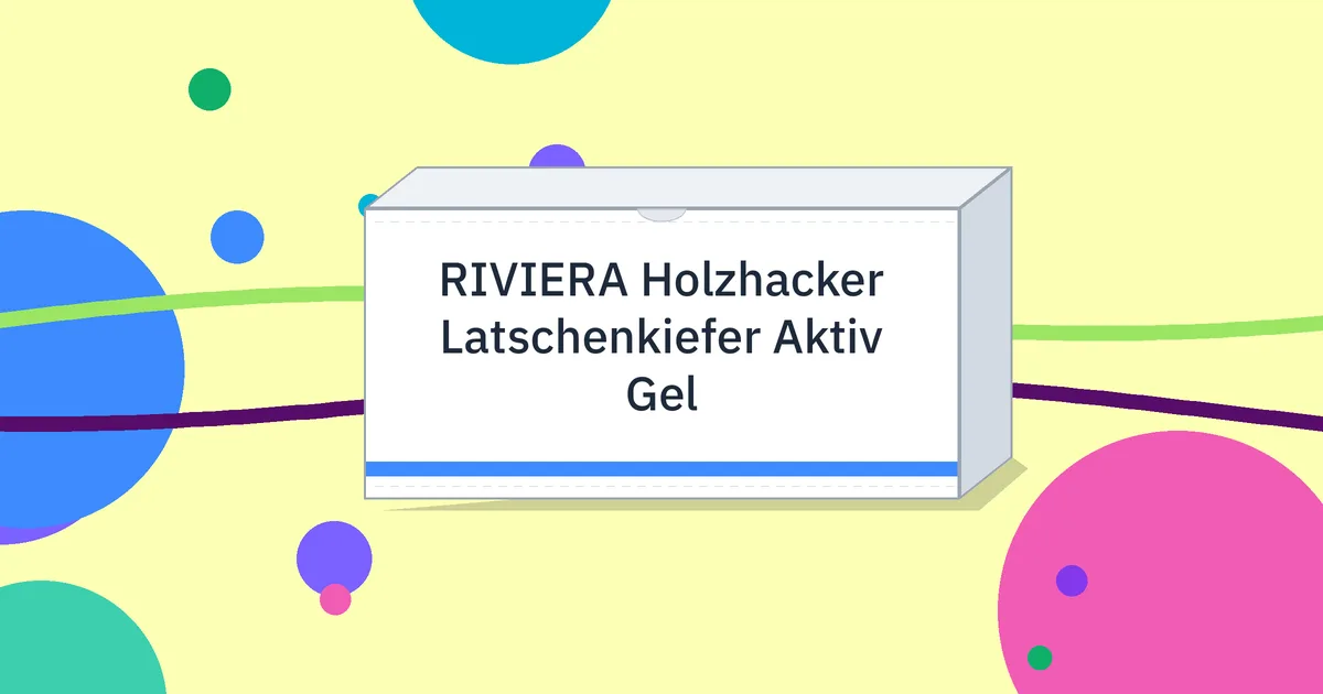 Symbolbild: Packung mit der Aufschrift RIVIERA Holzhacker Latschenkiefer Aktiv Gel (PZN 19302838) – Verfügbarkeit und Bezug in Apotheken in Frankfurt am Main