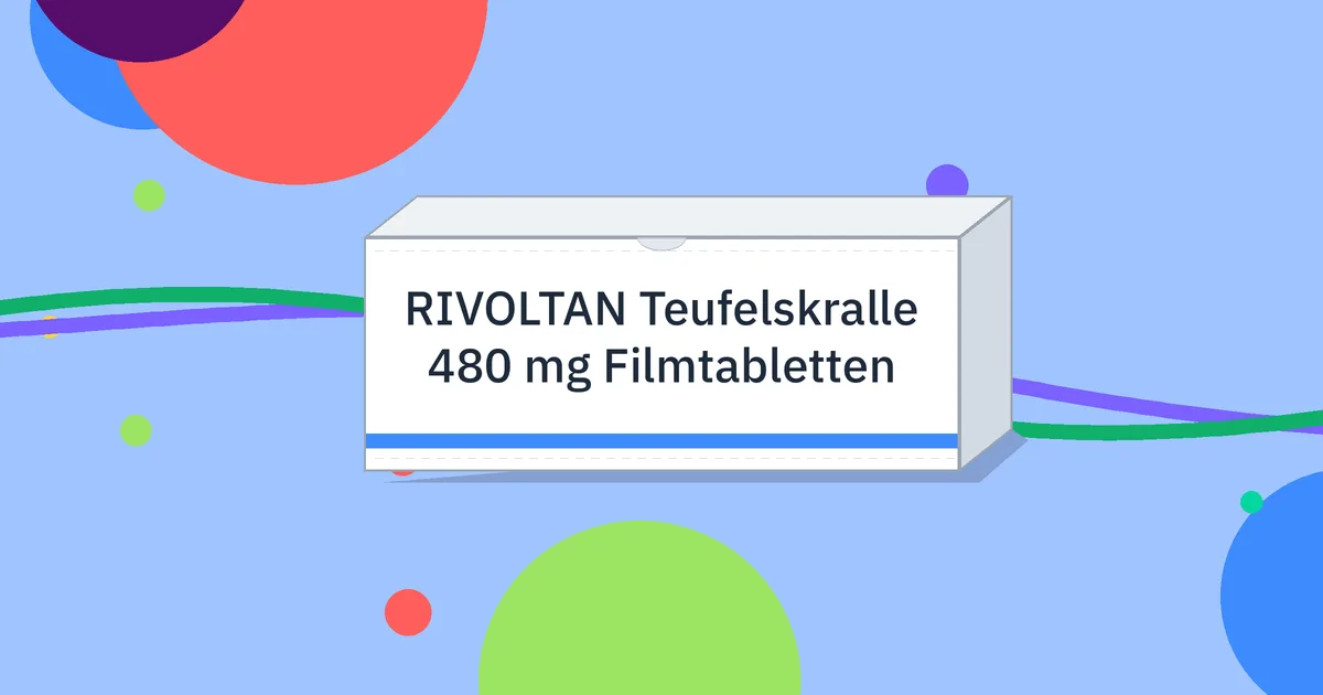 Symbolbild: Packung mit der Aufschrift RIVOLTAN Teufelskralle 480 mg Filmtabletten (PZN 00116240) – Verfügbarkeit und Bezug in Apotheken in Frankfurt am Main