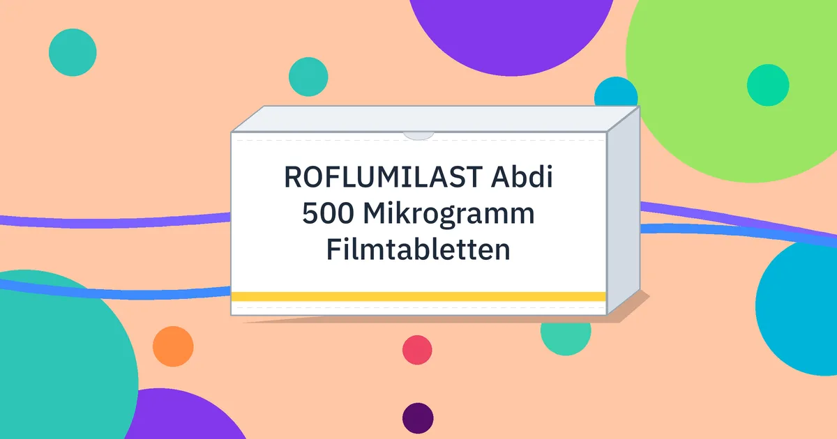 Symbolbild: Packung mit der Aufschrift ROFLUMILAST Abdi 500 Mikrogramm Filmtabletten (PZN 17874660) – Verfügbarkeit und Bezug in Apotheken in Frankfurt am Main