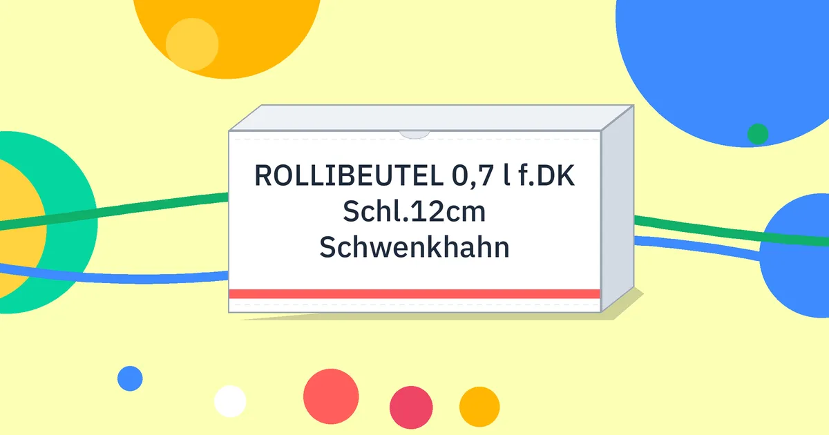 Symbolbild: Packung mit der Aufschrift ROLLIBEUTEL 0,7 l f.DK Schl.12cm Schwenkhahn (PZN 06095303) – Verfügbarkeit und Bezug in Apotheken in Frankfurt am Main