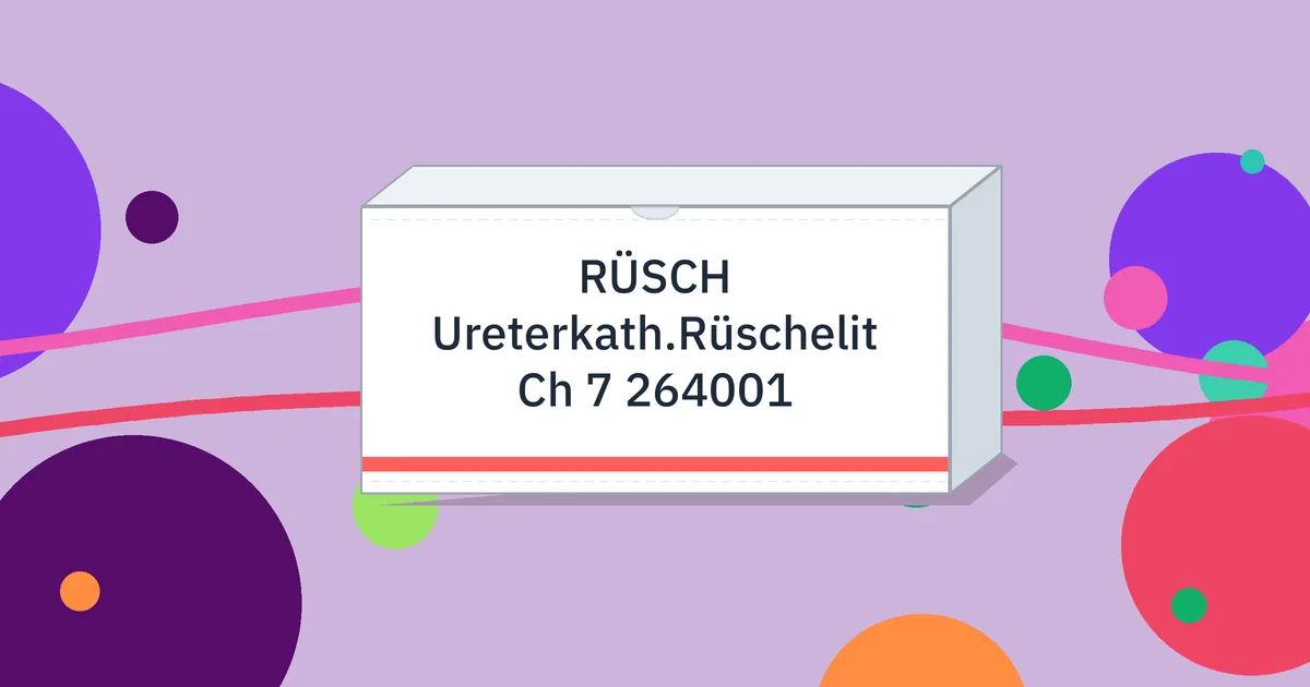 Symbolbild: Packung mit der Aufschrift RÜSCH Ureterkath.Rüschelit Ch 7 264001 (PZN 07398649) – Verfügbarkeit und Bezug in Apotheken in Frankfurt am Main