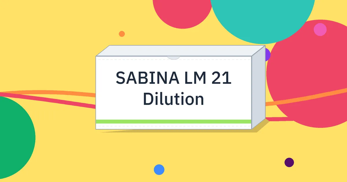 Symbolbild: Packung mit der Aufschrift SABINA LM 21 Dilution (PZN 13175959) – Verfügbarkeit und Bezug in Apotheken in Frankfurt am Main