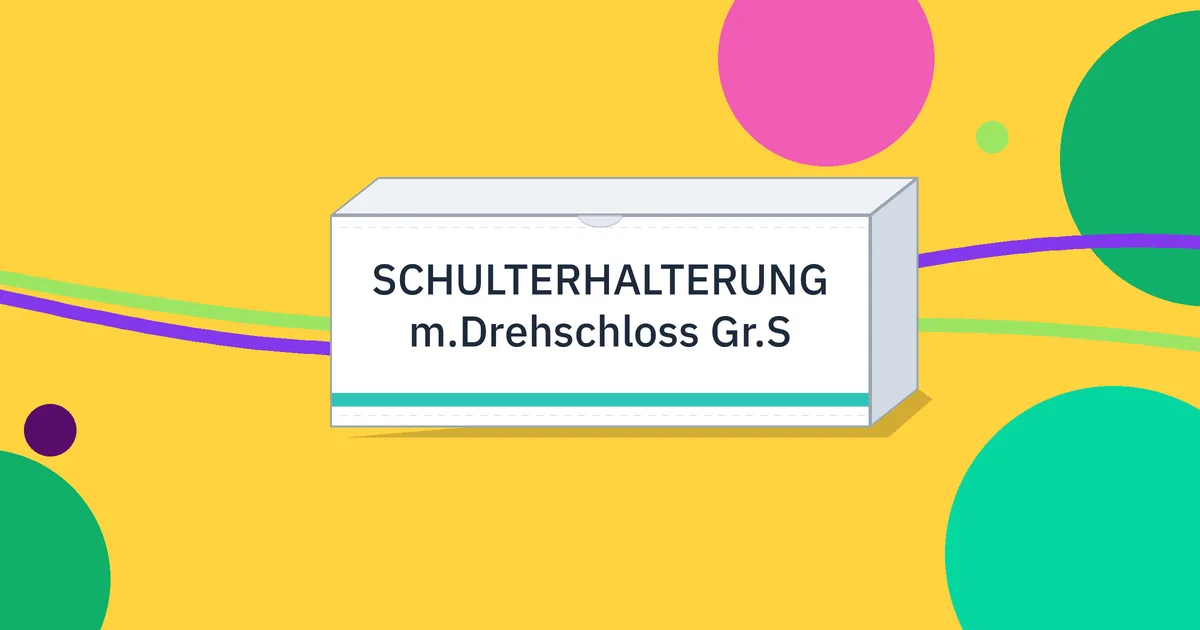 Symbolbild: Packung mit der Aufschrift SCHULTERHALTERUNG m.Drehschloss Gr.S (PZN 11568005) – Verfügbarkeit und Bezug in Apotheken in Frankfurt am Main