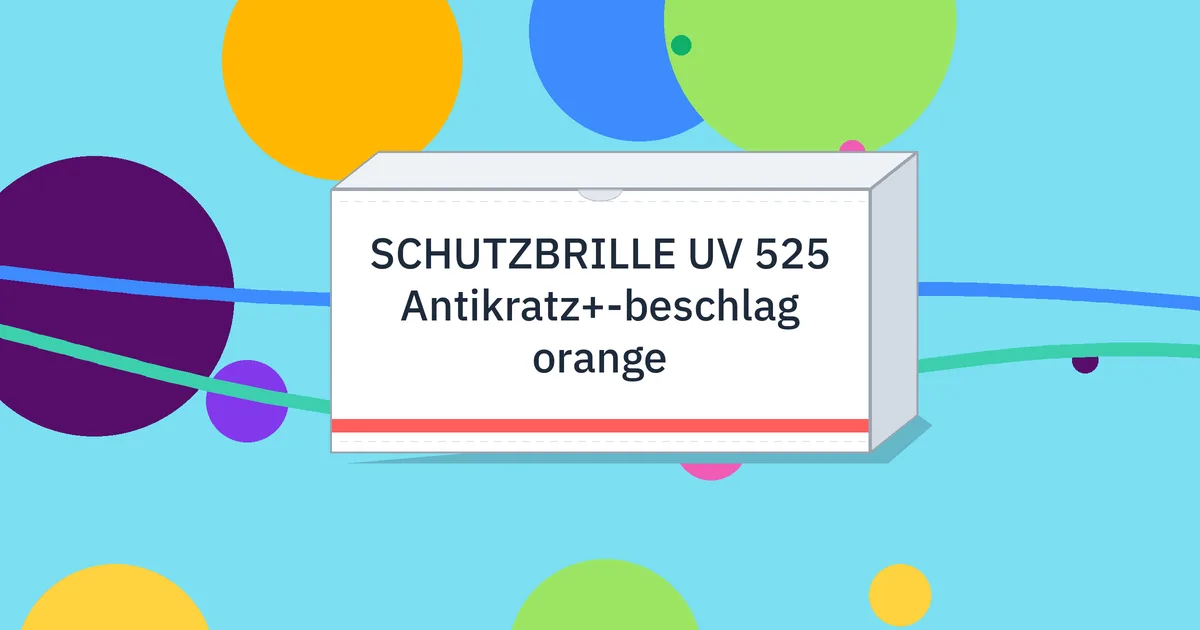 Symbolbild: Packung mit der Aufschrift SCHUTZBRILLE UV 525 Antikratz+-beschlag orange (PZN 09685123) – Verfügbarkeit und Bezug in Apotheken in Frankfurt am Main