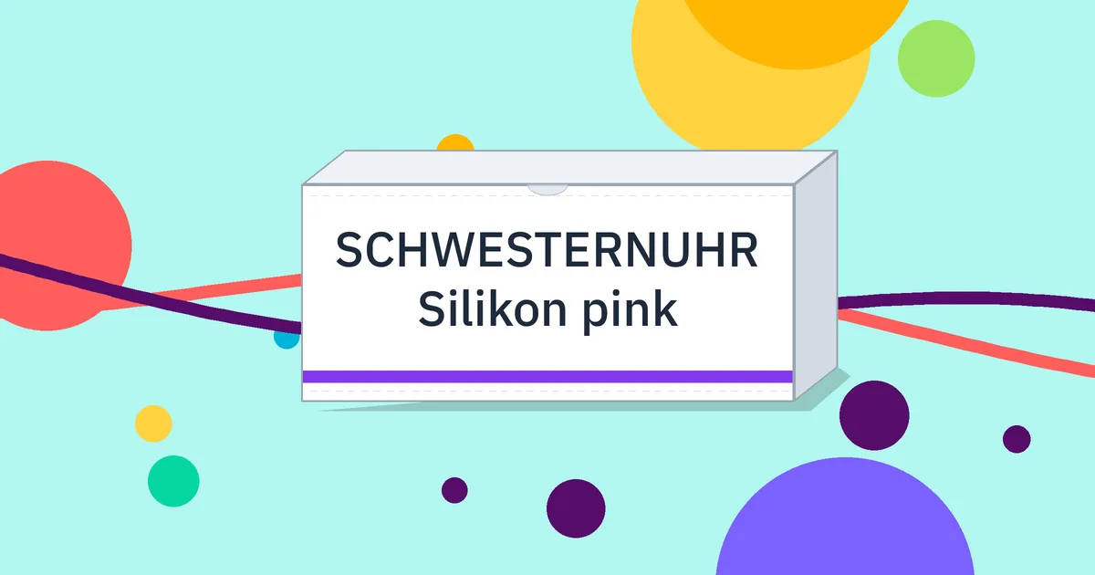 Symbolbild: Packung mit der Aufschrift SCHWESTERNUHR Silikon pink (PZN 00913462) – Verfügbarkeit und Bezug in Apotheken in Frankfurt am Main