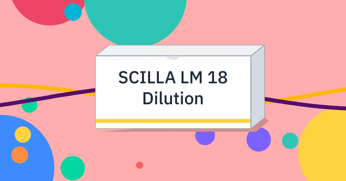 Symbolbild: Packung mit der Aufschrift SCILLA LM 18 Dilution (PZN 13184042) – Verfügbarkeit und Bezug in Apotheken in Frankfurt am Main