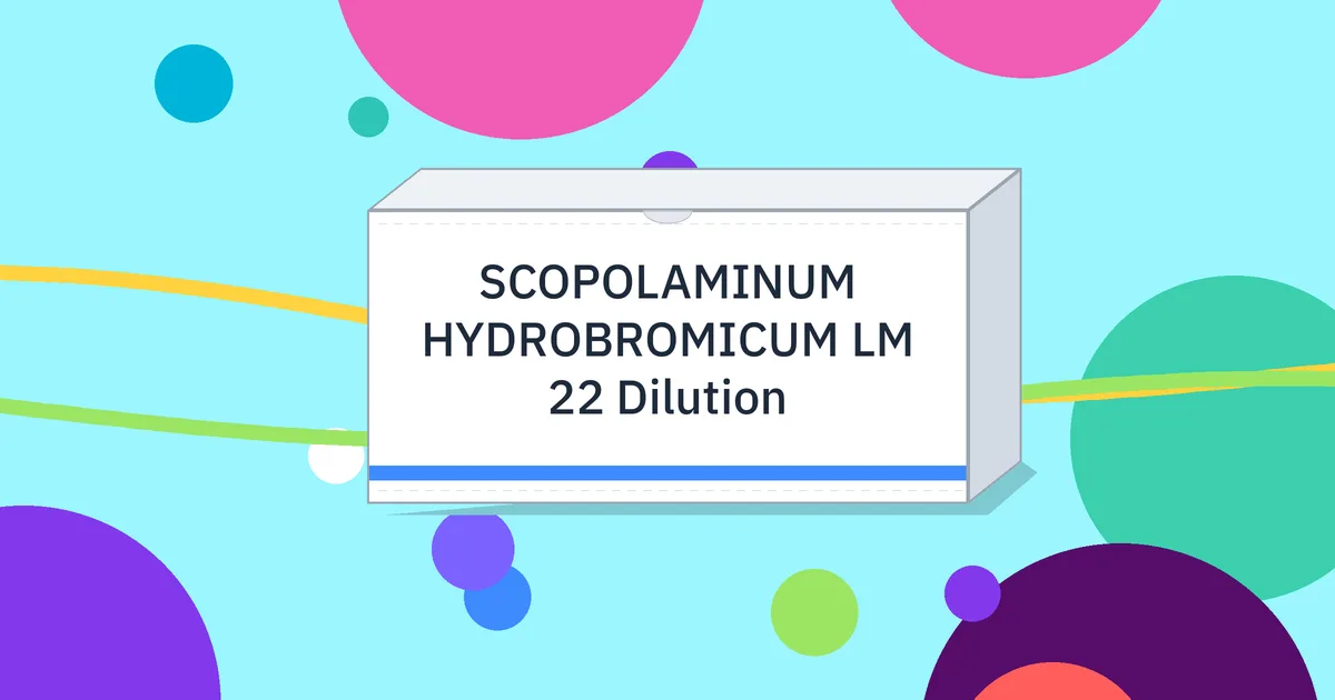 Symbolbild: Packung mit der Aufschrift SCOPOLAMINUM HYDROBROMICUM LM 22 Dilution (PZN 13691336) – Verfügbarkeit und Bezug in Apotheken in Frankfurt am Main