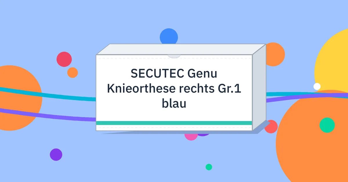 Symbolbild: Packung mit der Aufschrift SECUTEC Genu Knieorthese rechts Gr.1 blau (PZN 12511208) – Verfügbarkeit und Bezug in Apotheken in Frankfurt am Main
