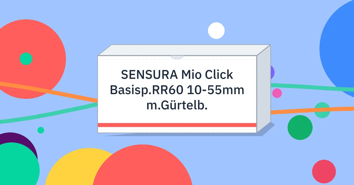 Symbolbild: Packung mit der Aufschrift SENSURA Mio Click Basisp.RR60 10-55mm m.Gürtelb. (PZN 10202609) – Verfügbarkeit und Bezug in Apotheken in Frankfurt am Main