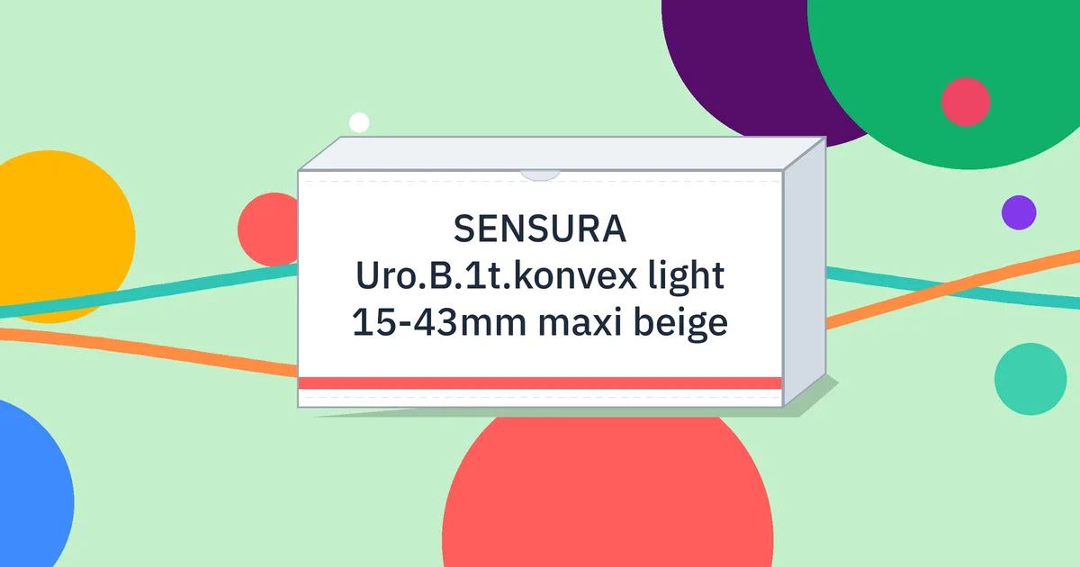 Symbolbild: Packung mit der Aufschrift SENSURA Uro.B.1t.konvex light 15-43mm maxi beige (PZN 07203723) – Verfügbarkeit und Bezug in Apotheken in Frankfurt am Main