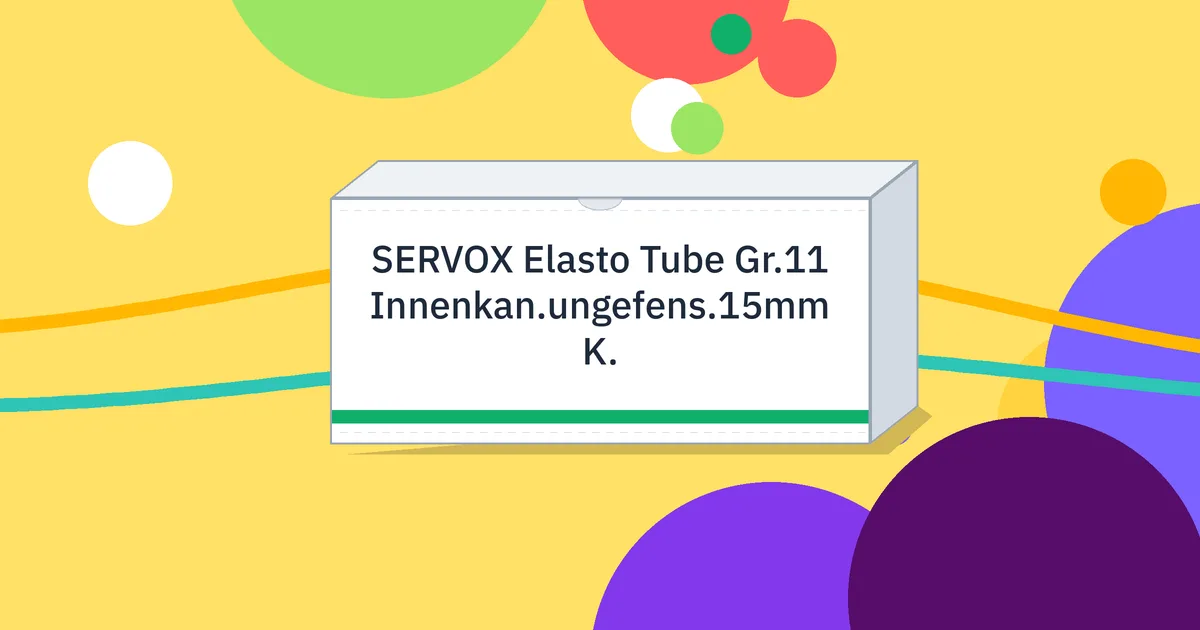 Symbolbild: Packung mit der Aufschrift SERVOX Elasto Tube Gr.11 Innenkan.ungefens.15mm K. (PZN 07424588) – Verfügbarkeit und Bezug in Apotheken in Frankfurt am Main